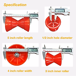 UANOFCN 3" Boat Trailer Roller Assembly 1/2" Shaft Non Marking Polyurethane