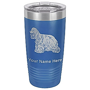 LaserGram 20oz Vacuum Insulated Tumbler Mug, Cocker Spaniel Dog, Personalized Engraving Included (Dark Blue)