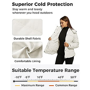 Wantdo Women's Plus Size Winter Coats Water-Resistant Puffer Jackets Beige 2XL