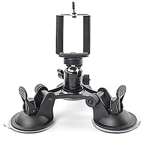 EZESO ESSENTIAL SKINCARE Camera Mount for Car - Camera Suction Mount - Car Mount Triple Suction Cup Mount with 1/4 Threaded Head 360 Degree Tripod Ball Head