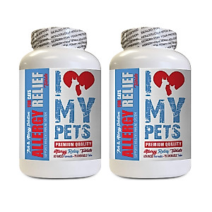 I Love My Pets cat Immune Booster - Cats Allergy Relief - Itch Relief - Premium Supplement - Treats - Allergy Tablets for Cats - 150 Tablets (2 Bottles)