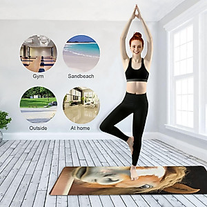 GOODOLD Funny Horse Yoga Mat, 71 x 26 Inch Non-slip Yoga Mats Folding Travel Exercise Mat Indoor Outdoor Gym Pilates with Storage Bag for Women Men