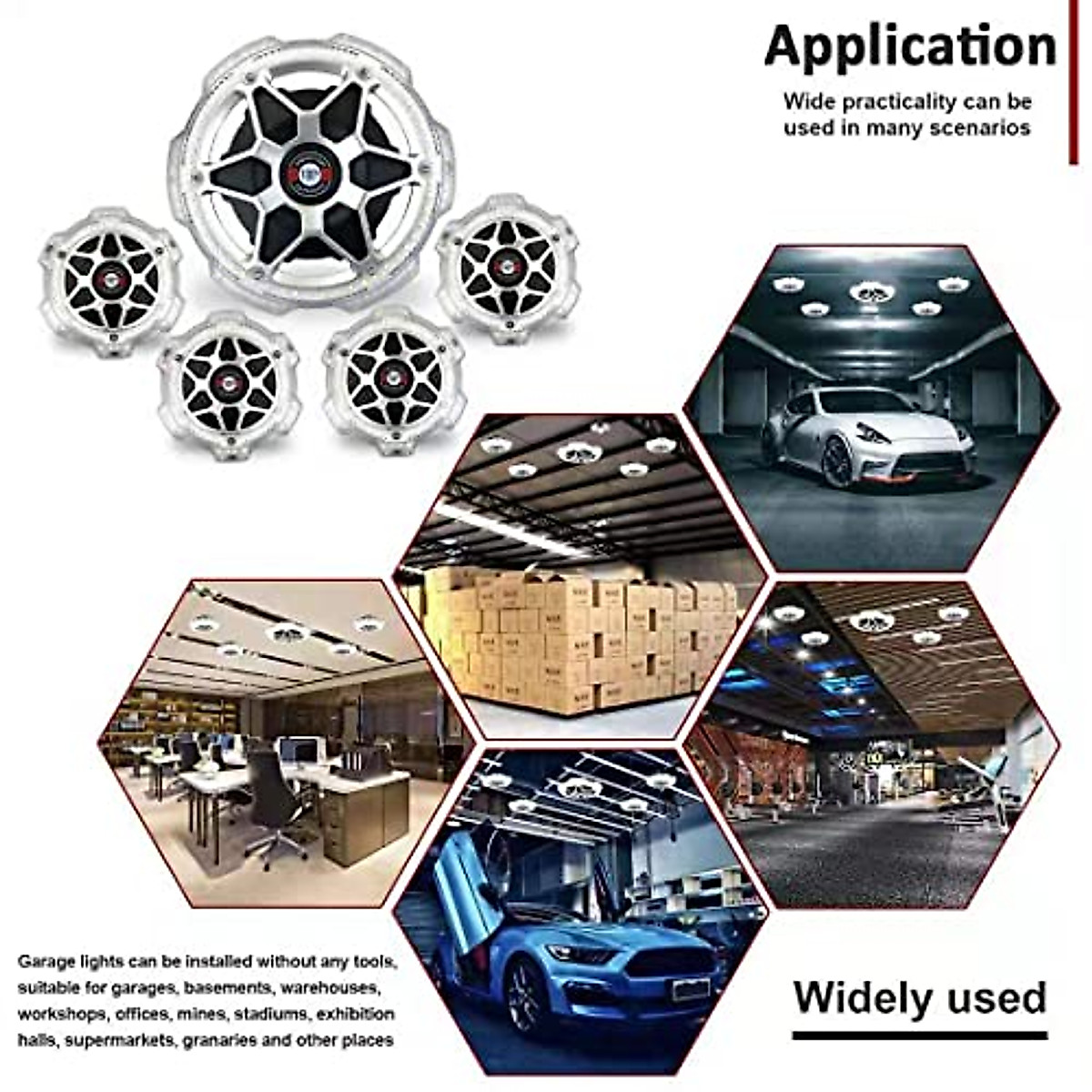 PINSAI LED Garage Light,Super Bright Screw in Aluminium E26/E27 Ceiling Shop Lamp, 120W High Lumen Multi Point Illumination Basement Bulb Fixture,Commercial Bay Lighting for Workshop, Atti