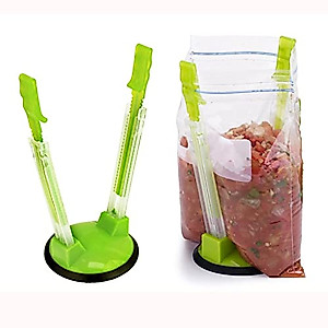2 Pcs Hands-Free Baggy Rack Clip Storage Bag Holder (A-Green)