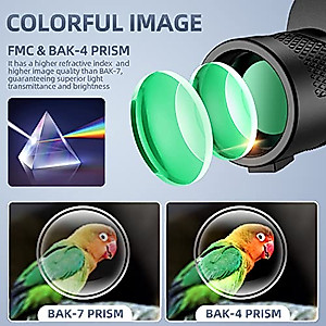 Monocular Telescope - 80x100 Small Monoculars for Adults High Powered, Night Vision Compact Monocular for Smartphone Adapter, Handheld Telescope with Tripod for Bird Watching Hunting Camping Travel