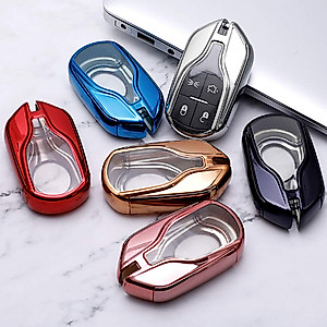 ontto for Maserati Levante GT Quattroporte Ghibli Key Fob Cover Full Protection Soft TPU Keycase Shell Holder with Keychain Keyring Smart Remote Entry Skin Keyless Silver