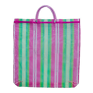 La Sol Imports Large Mercado Mexican Bags Tote Reusable Colorful Durable Mesh Grocery Bag 20 x 22 in Plus 5 in Handle (3 Piece 20 in)