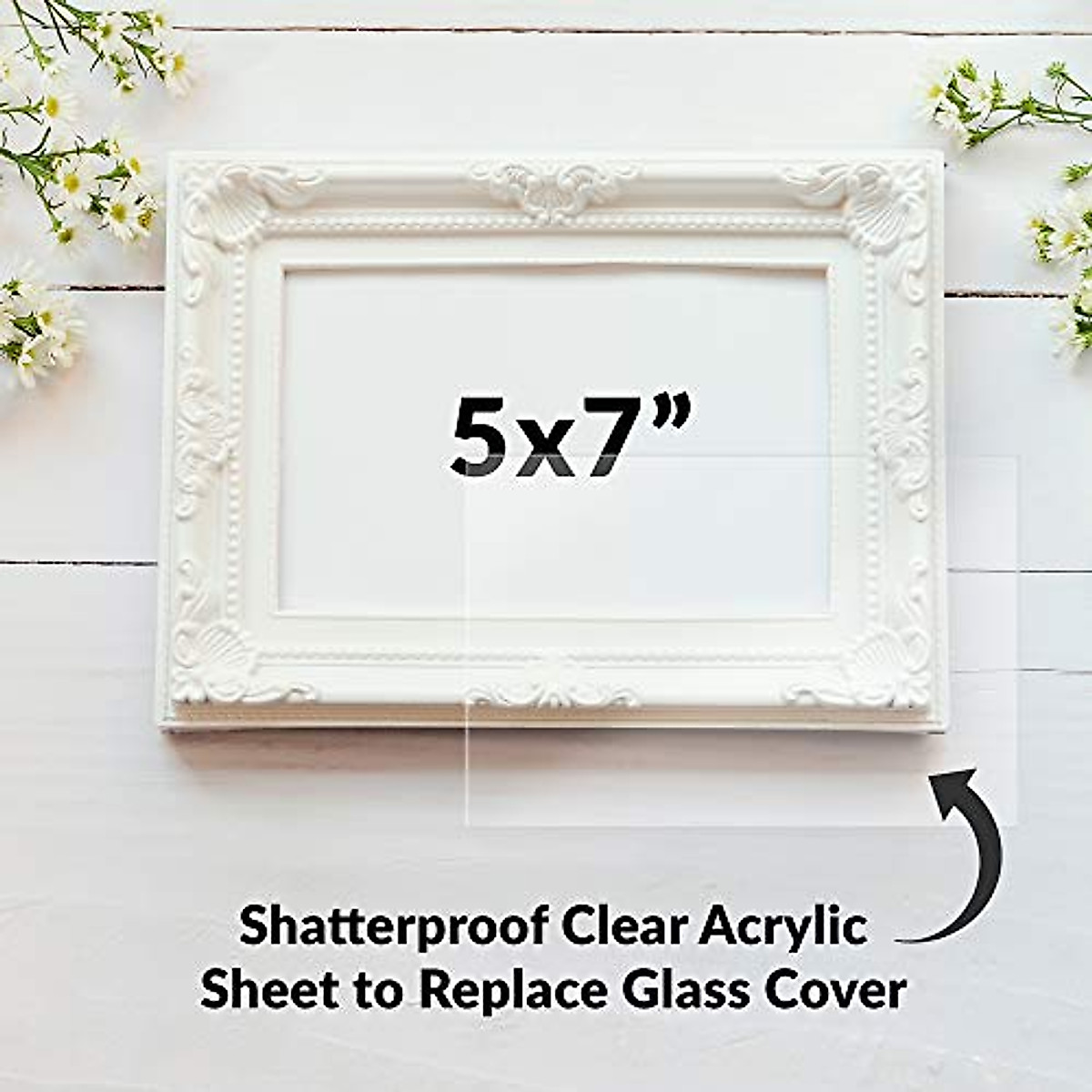 SimbaLux Acrylic Sheet Clear Cast Plexiglass 5” x 7” 0.08” Thick (2mm) Pack of 5 Transparent Plastic Plexi Glass Board with Protective Paper for Photo Frame Replacement, DIY Display Projects, Craft