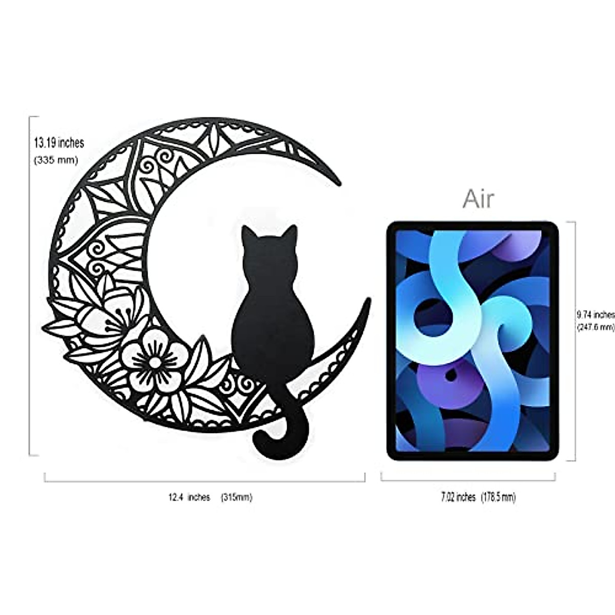 EYONGLION Black Cat And Moon Wall Art,Moon Phase Wall Art,Black Cat On The Moon Wall Pediments,Black Cat Wall Sculpture For Cats Lover