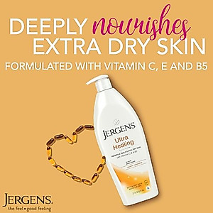 Jergens Ultra Healing Dry Skin Lotion, Hand and Body Moisturizer for Quick Absorption into Extra Dry Skin with Hydralucence Blend, Vitamins C, E and B5, White, 21 oz, Pack of 3