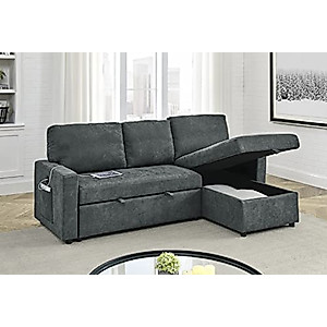 Kingway Upholstered Sleeper Sofa with USB Ports Sofabed, Full XL, Gray