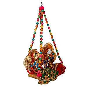 Radha Krishna Door Hangings/Radha Krishna Car Mirror Hangings/Wall hangings Jhula/Wall Hanging/Home Decor/Home Furnishing/Diwali,Christmas,New Year Gift (30 cm, 1Pc)