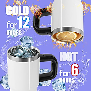 Lilsofee 1 Pack 14 oz Sublimation Blank Tumbler with Handle and Straw Stainless Steel Double Vacuum Insulation Skinny Mug Heat Press Transfer Printing DIY Cups
