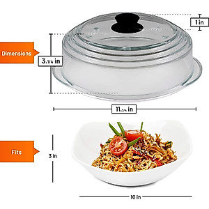 Microwave cover glass - Microwave splatter cover 100% Food Grade, Glass Microwave covers for food splatter BPA Free and Dishwasher Safe, Vented Plate cover Lid Silicone Knob, 9.5" - Bezrat (Black)