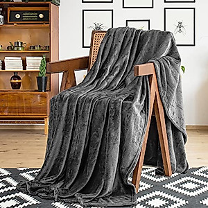 RECYCO Large Fleece Queen Size Blanket 90x90 Inch, Super Soft Queen Blanket for Bed, Lightweight Fuzzy Cozy Warm Dark Grey Queen Blanket for All Season