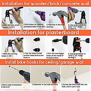 Garage Hooks, 14 Pack Heavy Duty Garage Storage Hooks Wall Mount Utility Hook Steel Double Tool Hangers with Bike Hooks for Hanging and Organizing Ladder Bicycle Stroller, Garden Tools, Bulk Items