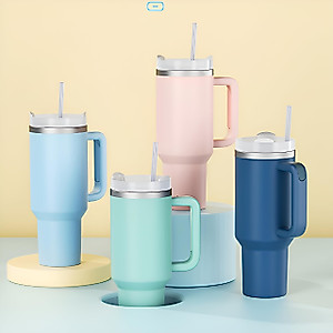 Ruihualexi Adventure Quencher Travel Tumbler, 40 Oz Tumbler with Glass Cups with Lids and Straws, Stainless Steel Travel Mug Water Bottle Cup, Gifts for Women Men Him Her, Bay Leaf