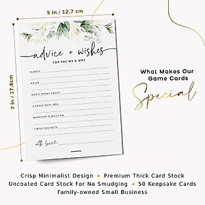 Advice and Wishes for the Mr and Mrs, Eucalyptus Wedding Advice Cards, Greenery Advice for Bride Cards, Advice Cards for Bridal Shower, Wedding Registry Ideas, Green Bridal Shower Games, 50 Pack