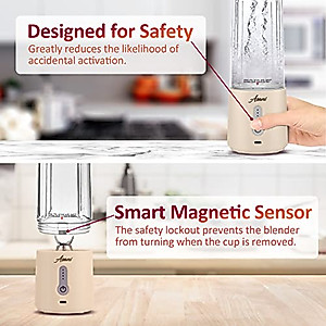 Portable Blender for Shakes and Smoothies, USB Rechargeable Personal Blender, Mini Blender with a 17.6oz Capacity, Strong Stainless-Steel Blades, and Powerful Motor, For Travel, Camping, Gym (Milk)