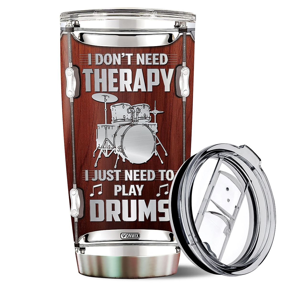 WONWIX Drummer Gifts for Men Women Thermos Tumbler Drum Coffee Travel Mug Cup Water Bottle Gift for Him Her Husband Dad Drummers Musician Birthday Christmas 20oz Stainless Steel Insulated