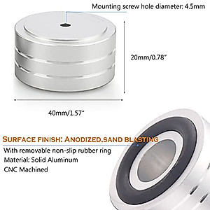 Tertullus 4 Sets High-End HiFi Aluminum Speaker Feet, Shock Base Pad Spikes,40x20mm,Shockproof Stand Pad for HiFi Devices Amplifier Turntable DAC Recorder CD (Silver)