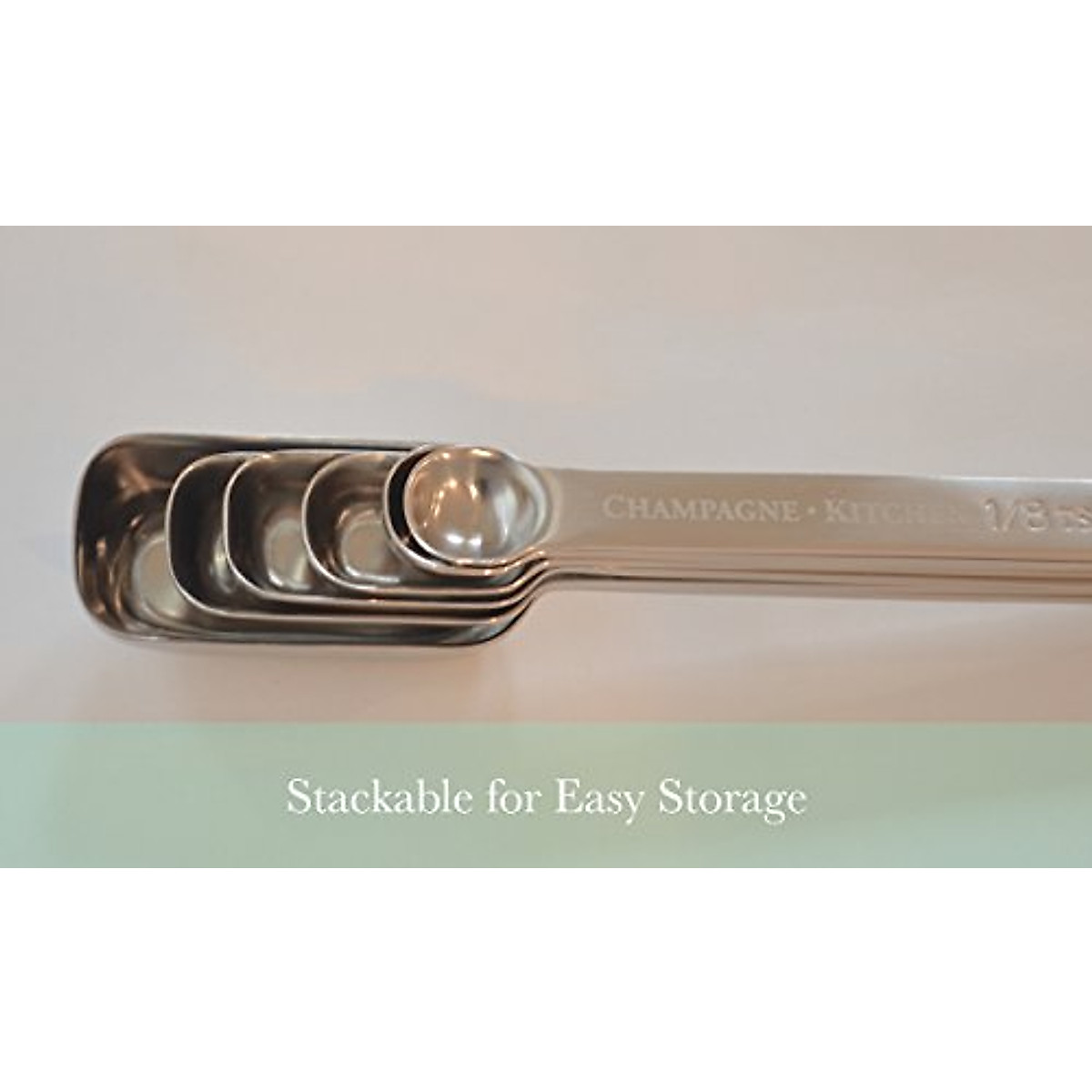 MEKBOK Heavy duty stainless steel metal measuring spoon for dry or liquid, suitable for seasoning pot, perfect for baking and cooking-professional quality, engraved in US and metric sizes (6 pieces)