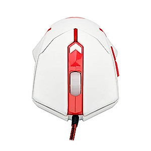 Redragon M601AW Wired 6 Button Gaming Mouse Red LED Backlit Ergonomic Programmable Mouse Centrophorus with Weight Tuning Set 3200 DPI for Windows PC (White)