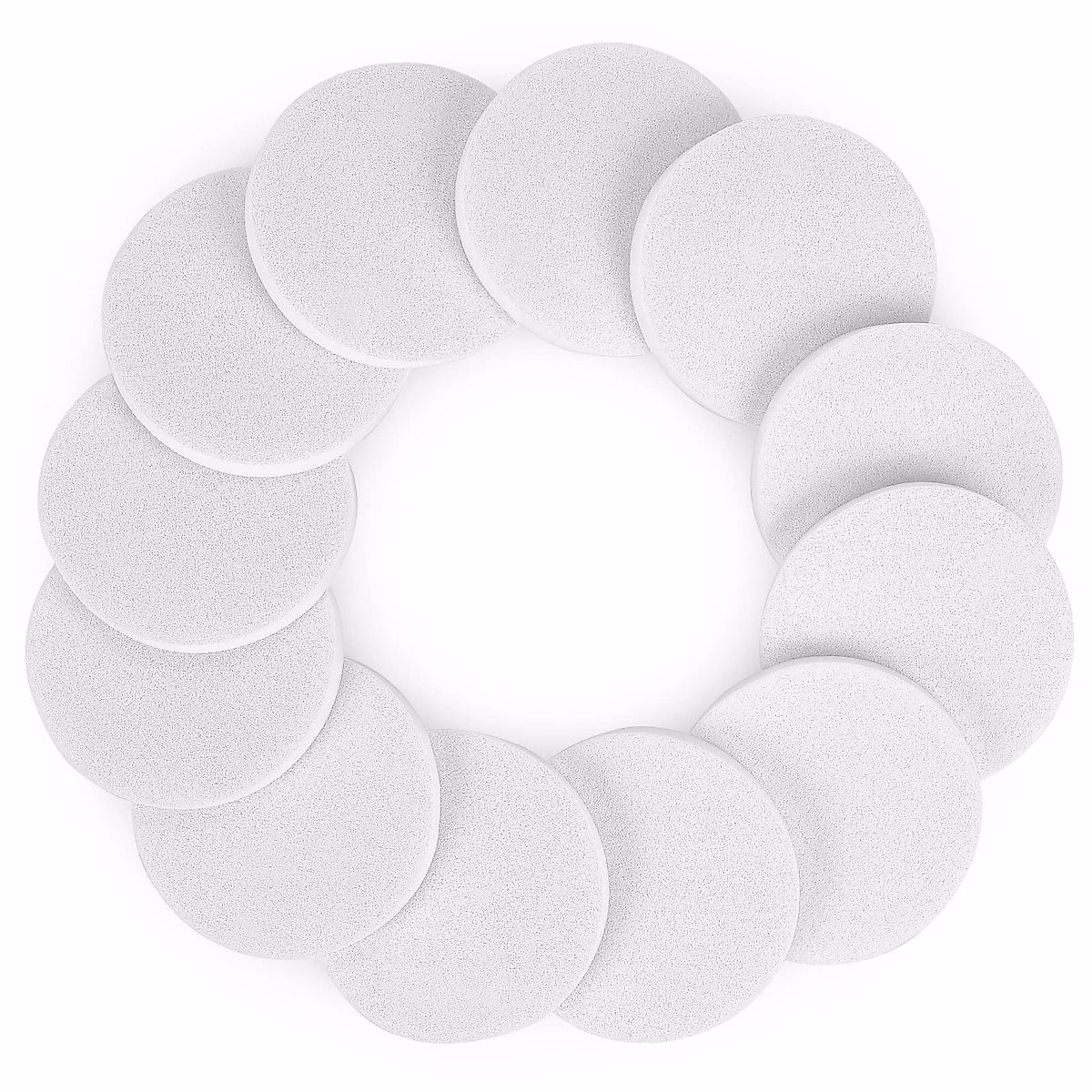 Molain Round Sponge Puff Set 12 Pieces 2.2 Inch White Facial Powder Blender Puffs Foam Sponges Applicator For Liquid Foundation Makeup Cosmetic, Facial Cleanser