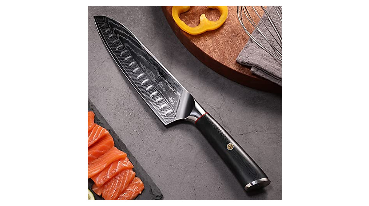 MAD SHARK 8-inch Damascus Santoku Knife - Ultra Sharp Chef Knife