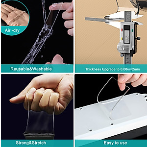 SHANDERBAR Nano Double Sided Tape Heavy Duty, Multipurpose Removable Mounting Adhesive Grip Tape,Washable Sticky Strong Wall Tape Strips Transparent Tape Poster Carpet Tape for Paste Items,Household