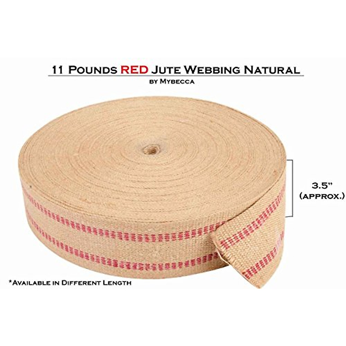 Mybecca [1 ROLL / 72 Yards] RED 11 Pounds Jute Webbing Natural Fabric 3.5 Inches Wide for Crafts & Decorations