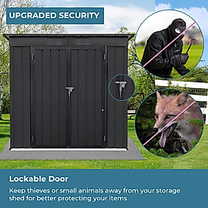 Zevemomo 6 x 4 ft Outdoor Storage Shed, All Weather Metal Shed with Metal Foundation & Lockable Door, Tool Shed Outdoor Storage for Garden, Patio, Backyard, Lawn, Black