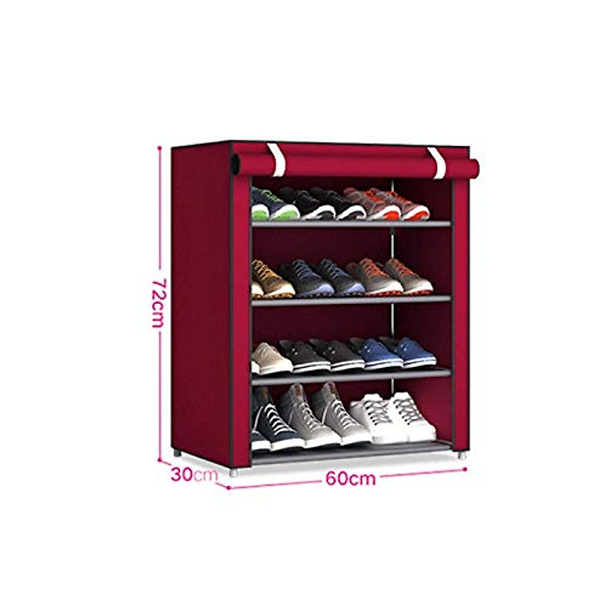 N/A 4Tiers Shoes Rack with Dustproof Cover Closet Shoes Storage Cabinet Dustproof Cover Shoes Cabinet