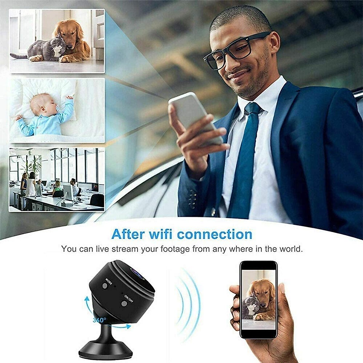 LUOWAN 2021 New Mini Camera 1080P Hidden Camera， Video Live Feed WiFi Wireless Cameras，with Night Vision Motion Detection1