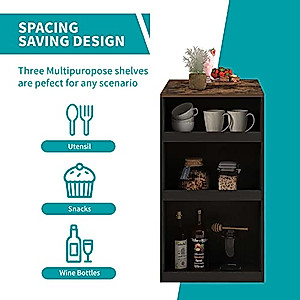 BALUS 3-Piece Dining Table Set for 2 with 3 Storage Shelves, Counter Height Dining Table Set with 2 Barstools for Kitchen, 35.4 Inch Bar Table and Chairs Set, Sturdy Metal Frame, Thicken Wood Top