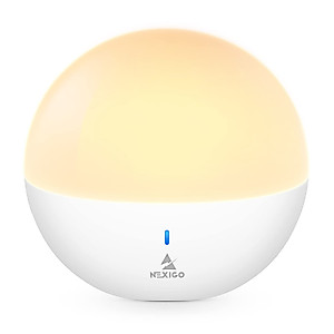 NexiGo Night Light, Portable One-Key Baby Bedside Lamp, RGB Changing Speed Adjustable & Dimmable, Rechargeable Touch Nursery Nightlight, for Kids Bedroom, Bathroom (Spherical)