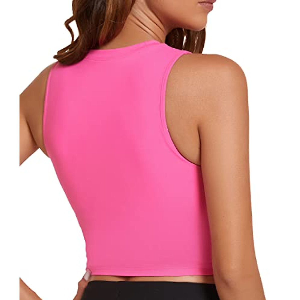 Sports Bras for Women Removable Padded Athletic Yoga Running Crop Tops Sleeveless Gym Workout Tops (Hot Pink M)