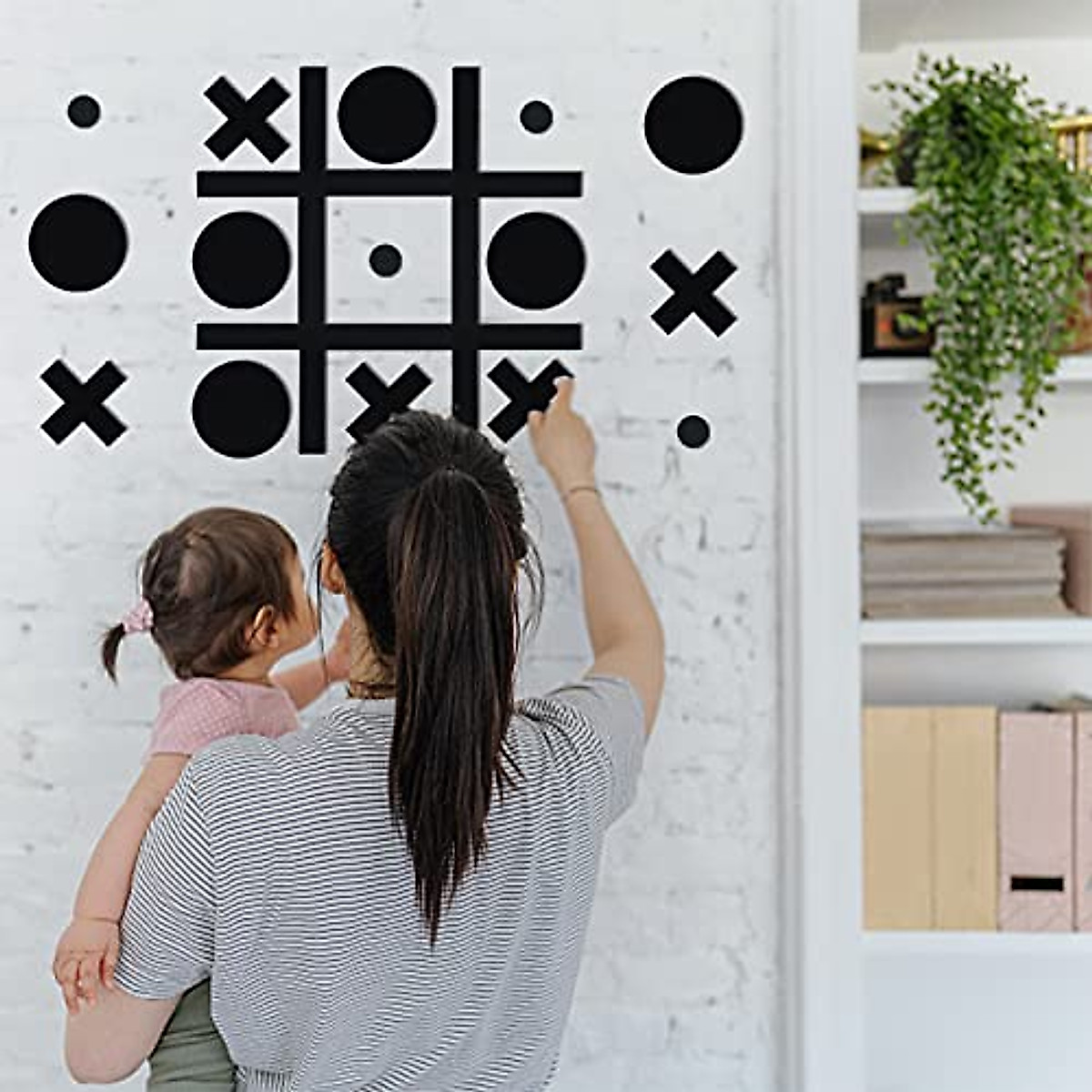 Wood Magnetic Tic Tac Toe Wall-Mount Game Fun Tic Tac Toe for Kids and Adults, Wood Board Travel Game Bedroom Playroom Wall Decals Modern Wall Art