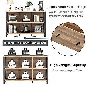 FATORRI 6 Cube Storage Organizer Bookshelf and 8 Cube Storage Organizer (Rustic Oak)