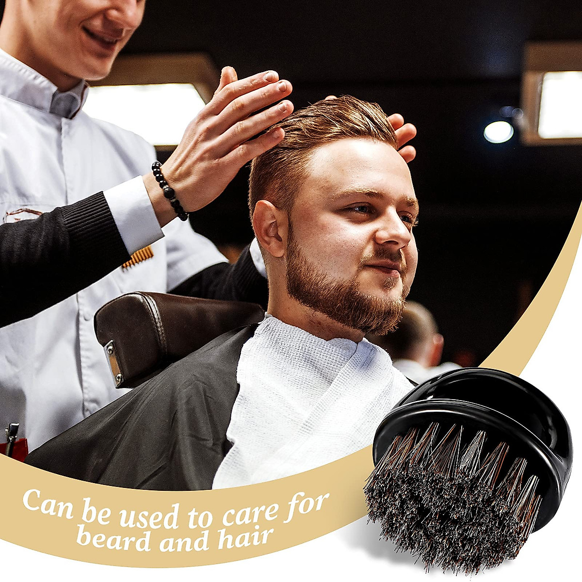 4 Pieces Knuckle Brush Set: Fade Brush, Barber Beard Brush for Men, Face and Neck Brush, Mustache and Hair Brush - Soft Bristles for Styling and Sweeping