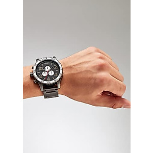 NIXON 51-30 Chrono A083 - Black/White/Gunmetal - 300m Water Resistant Men's Analog Fashion Watch (51mm Watch Face, 25mm Stainless Steel Band)