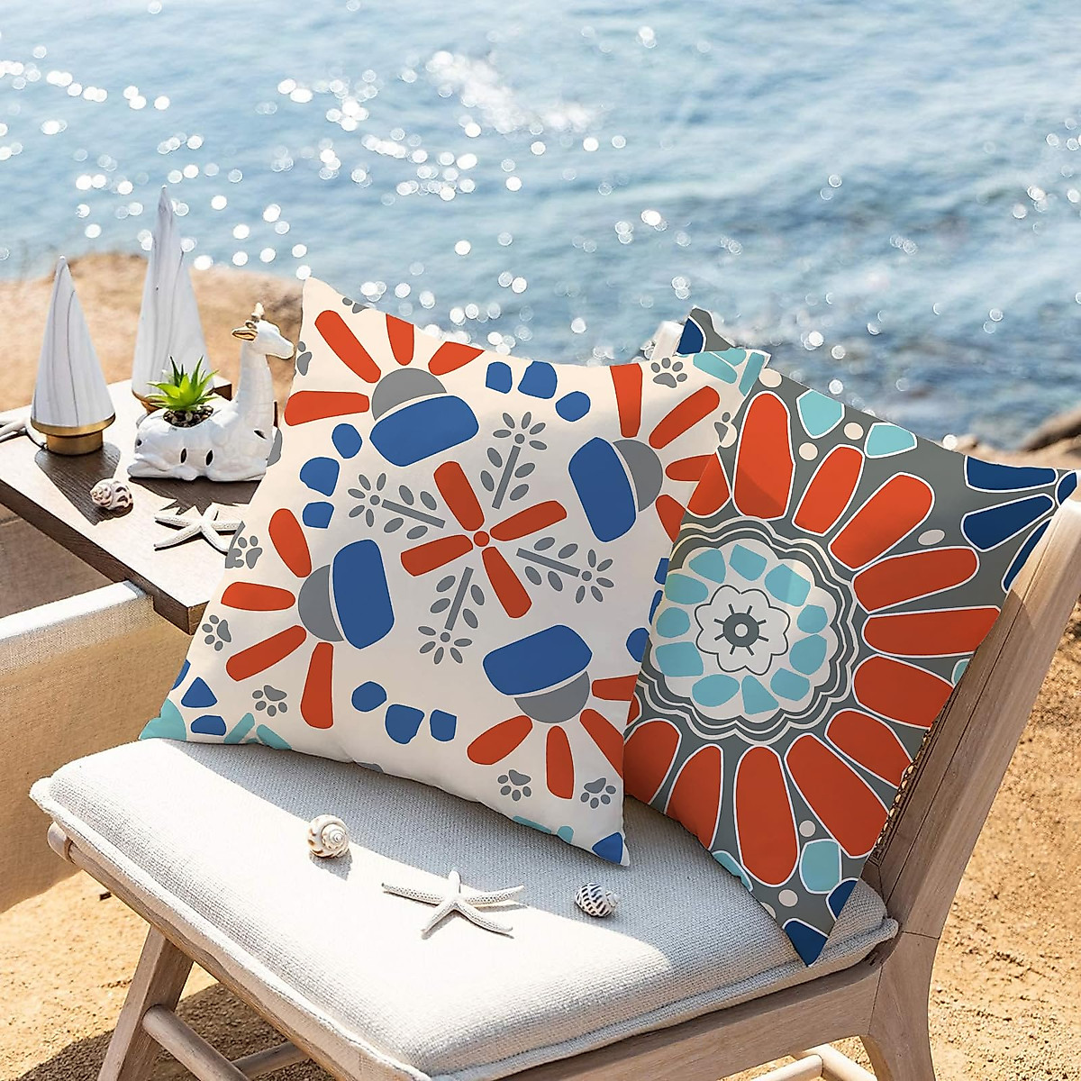 Mimkus Outdoor Waterproof Pillow Covers 18x18 Set of 4 Decorative Throw Pillow Covers Boho Geometric Cushion Covers for Couch Garden Patio Home Decor