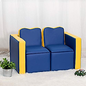 kinbor Kids Leather Sofa Armchair Compact Design Multifunctional 2in1 Children's Armchair Padded Table and Chair Set with Storage for Girls and Boys 3 Piece Kids Furniture Set No Assembly Required