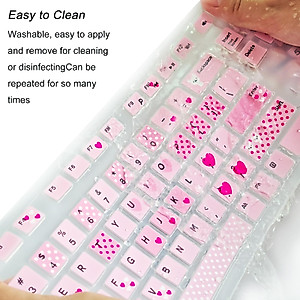 YongMai Keyboard Covers for Dell KM636 KB216 Wireless Wired Keyboards, Dell Optiplex 5250 3050 3240 5460 7450 7050/Dell Inspiron AIO 3475 3670 3477 Silicone Desktop Computer Keyboard Skins (Love Bear)