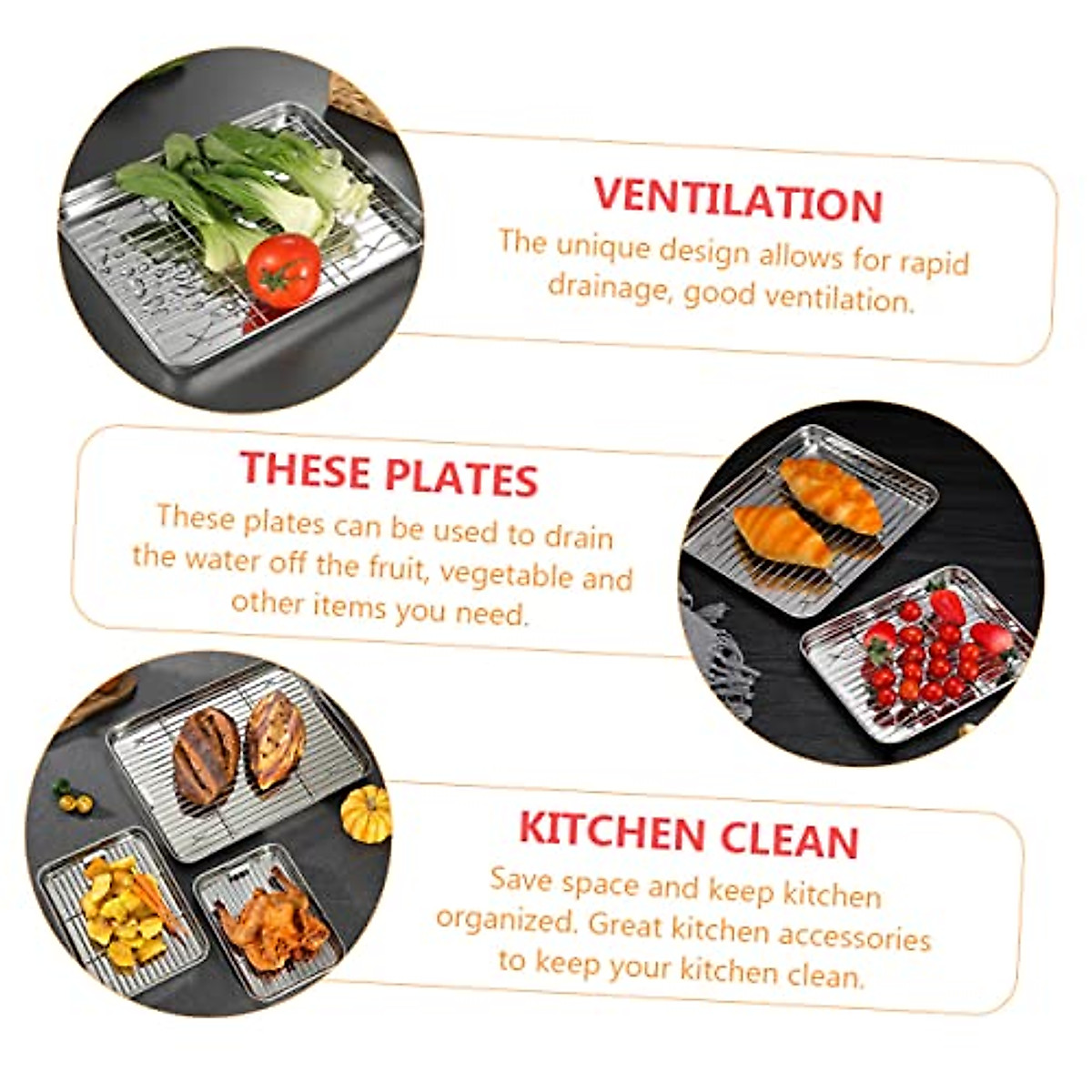 2Pcs stainless steel drainer cookie tray cooling rack with pan baking pan with cooling rack Baking Pan Tray Baking Rack wire Baking Mat deep roasting pan tattoo oven drying tray