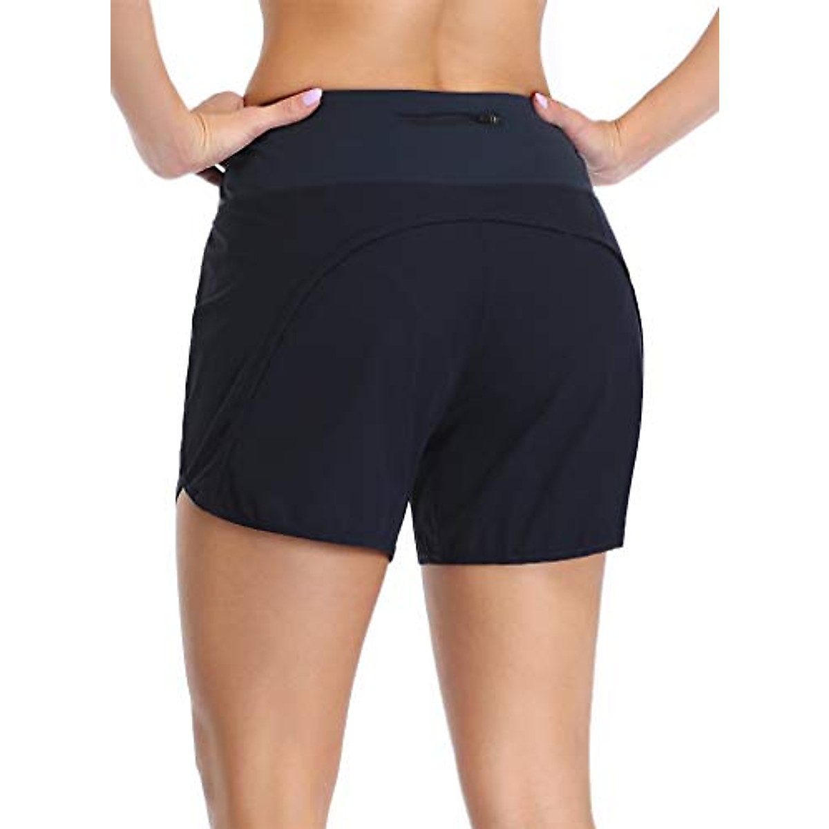 Jhsnjnr Women's Stretch Lounge Travel Shorts Elastic Waist Comfy Workout Shorts with Pockets -5 Inches Navy M
