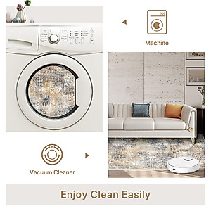 Bavni Rugs 3x5, Non-Slip Machine Washable Living Room Rug, Small Soft Bedroom Rug, Modern Aesthetic Design, Abstract Rug for Indoor Decor, Black/Brown/Grey