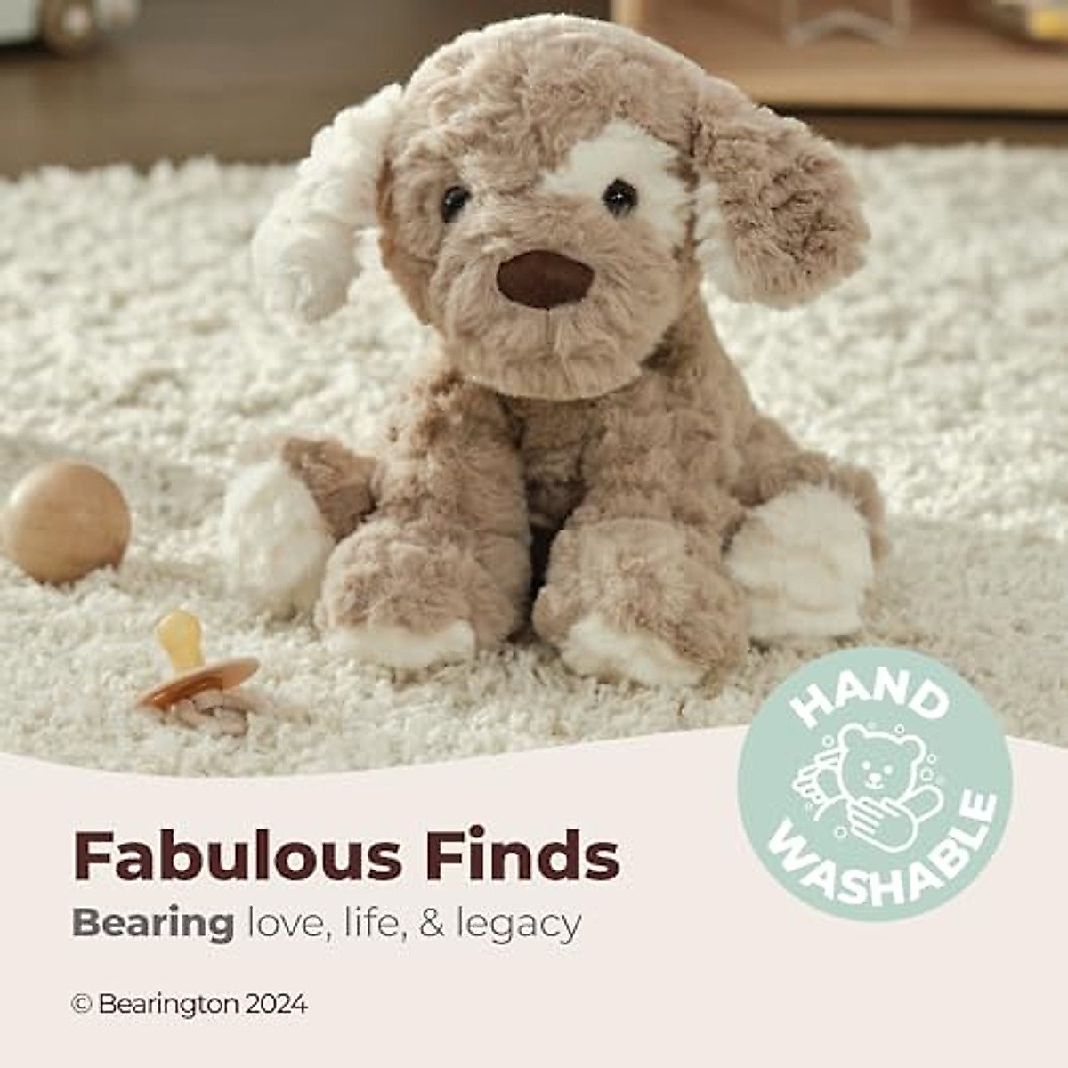 Bearington Beige and Brown Dog 11 Inch Stuffed Dog - Puppy Stuffed Animal - Plush Dog