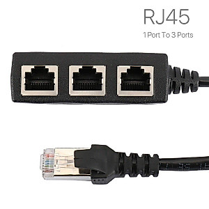 RJ45 Ethernet Splitter Cable RJ45 1 Male to 3 Female Socket Port LAN Ethernet Network Splitter Adapter Cable Compatible with Cat5 Cat5e Cat6 Cat7