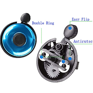 Musment Bicycle Bells, Classic Bicycle Bells, Aluminum Alloy Bicycle Bells, Bicycle Bells with Loud and Clear Sound for Adults and Children (Blue), 0.83inch-0.86inch